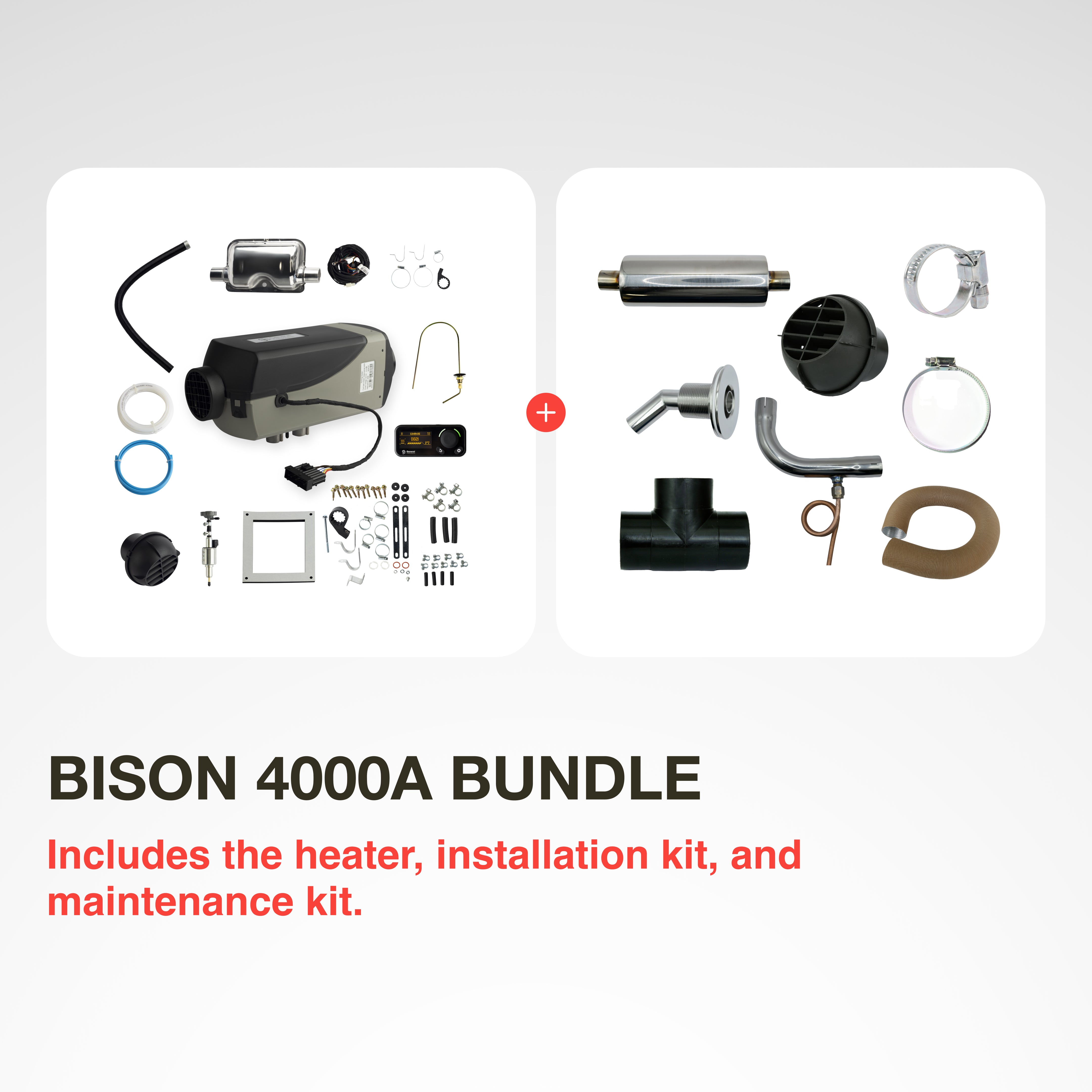 Heater Bundle, BISON 4000A/Basic Marine Installation Kit, 12V, Diesel ...
